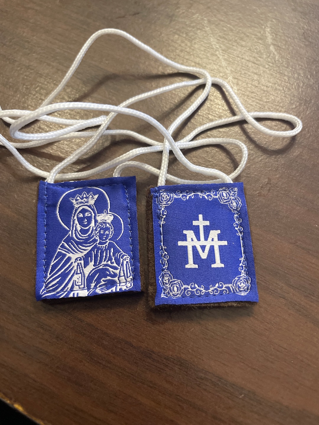 Blue Embroidered Wool Scapular - Etsy