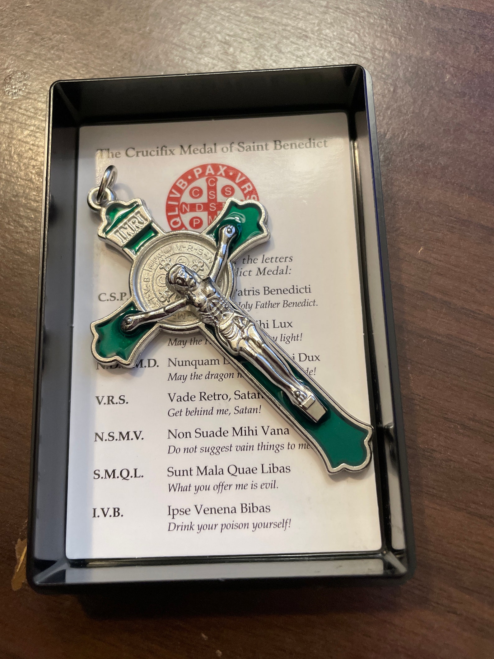St. Benedict Crucifix 3 Inch Green Flared Crucifix - Etsy