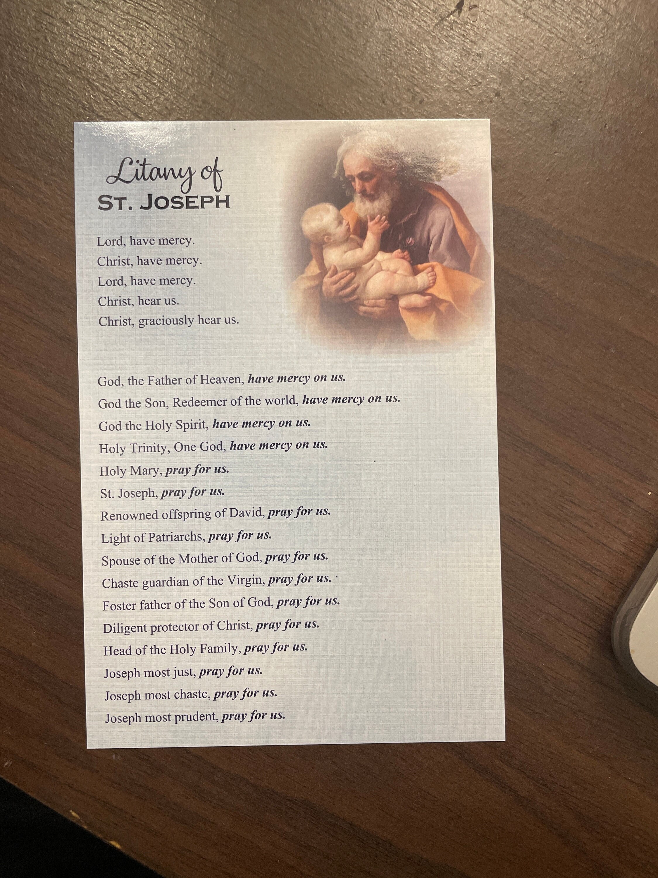 Litany of St. Joseph Prayer Card (1 Card) 4x6 Inch - Etsy