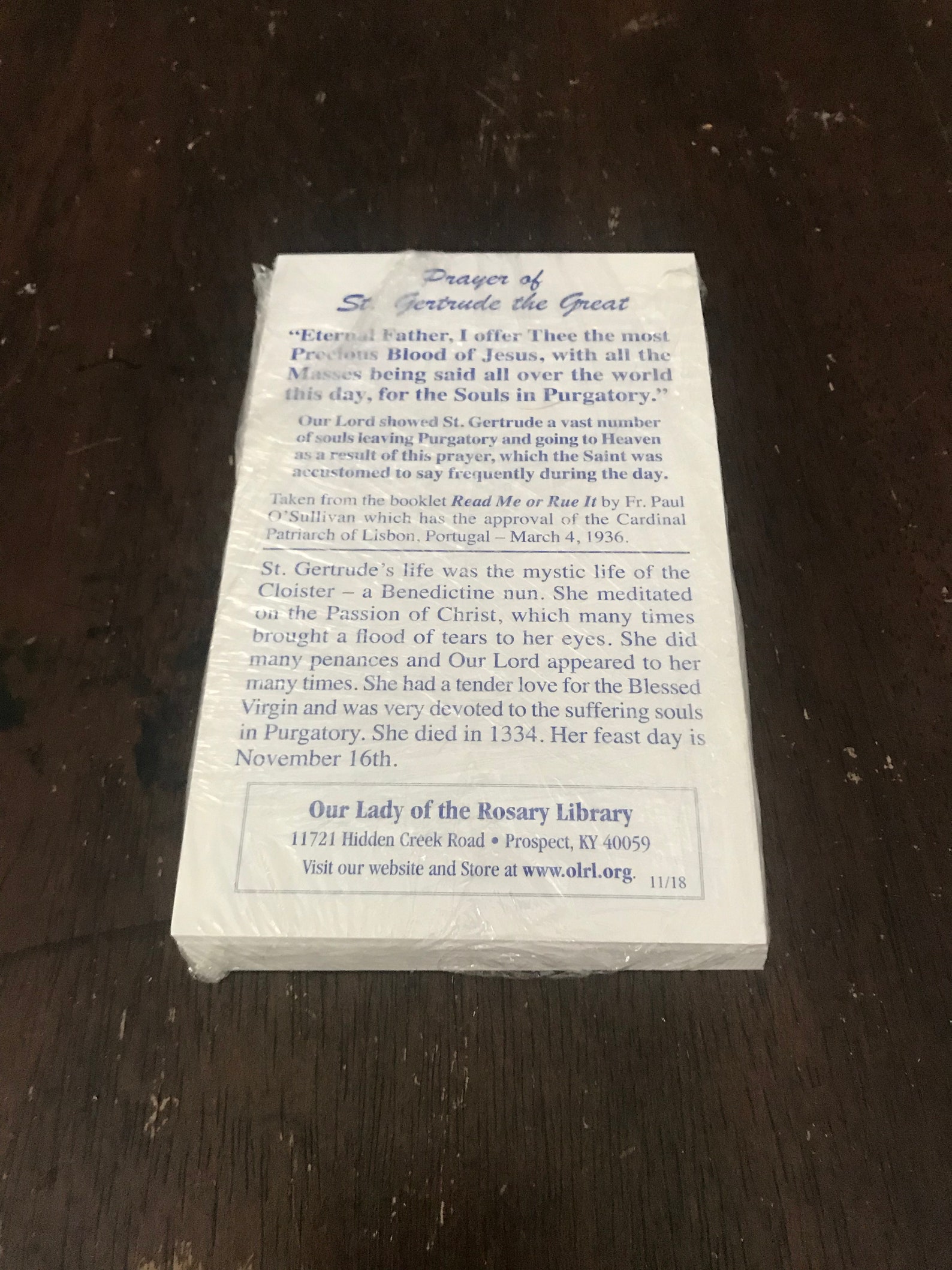 Prayer of St. Gertrude the Great 25 Pack of Prayer Cards - Etsy