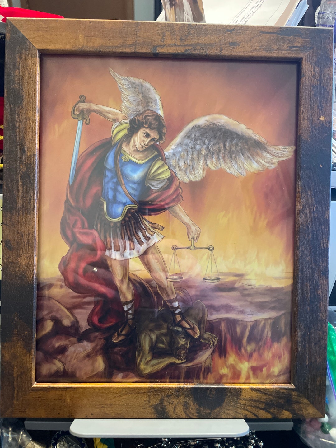 St. Michael (brand New) 8X10 Print W/rustic Wood Frame - Etsy