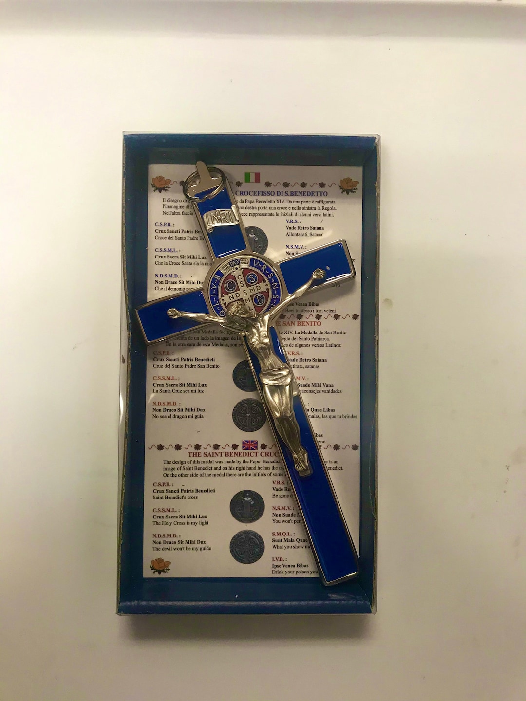 St. Benedict Colorful 8 Inch (blue) Wall Cross - Etsy
