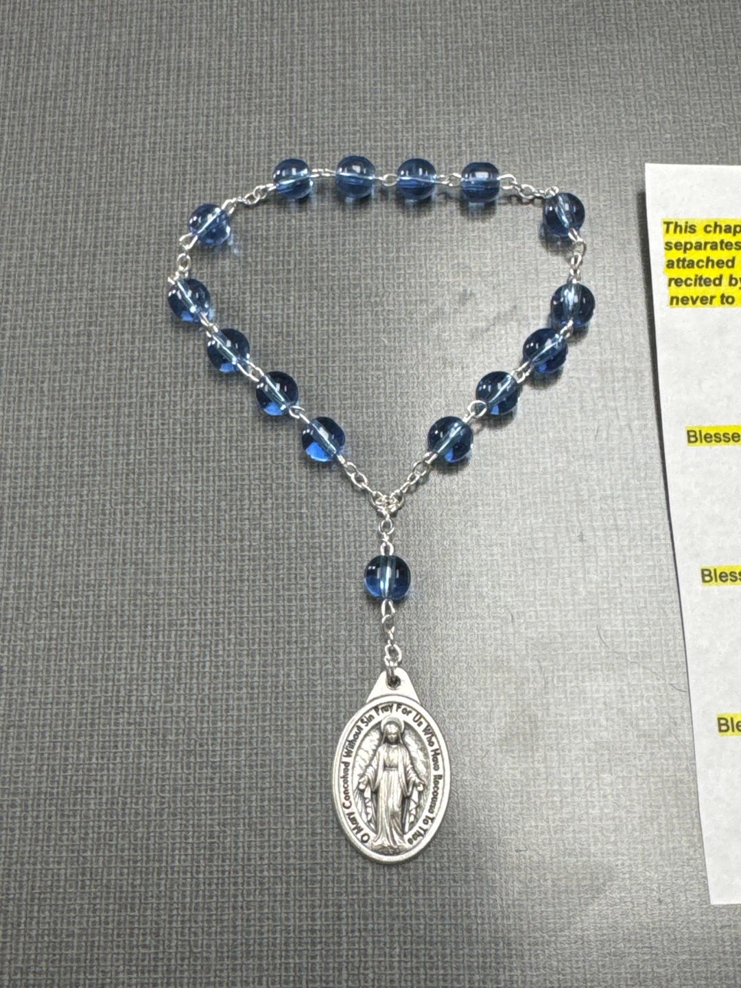 Immaculate Conception Chaplet Glass Blue Beads W/laminated Card - Etsy
