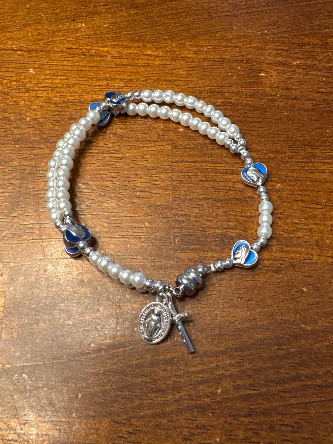 Beautiful Blessed Mother Bead Rosary Bracelet (8 Inches) W/magnetic ...