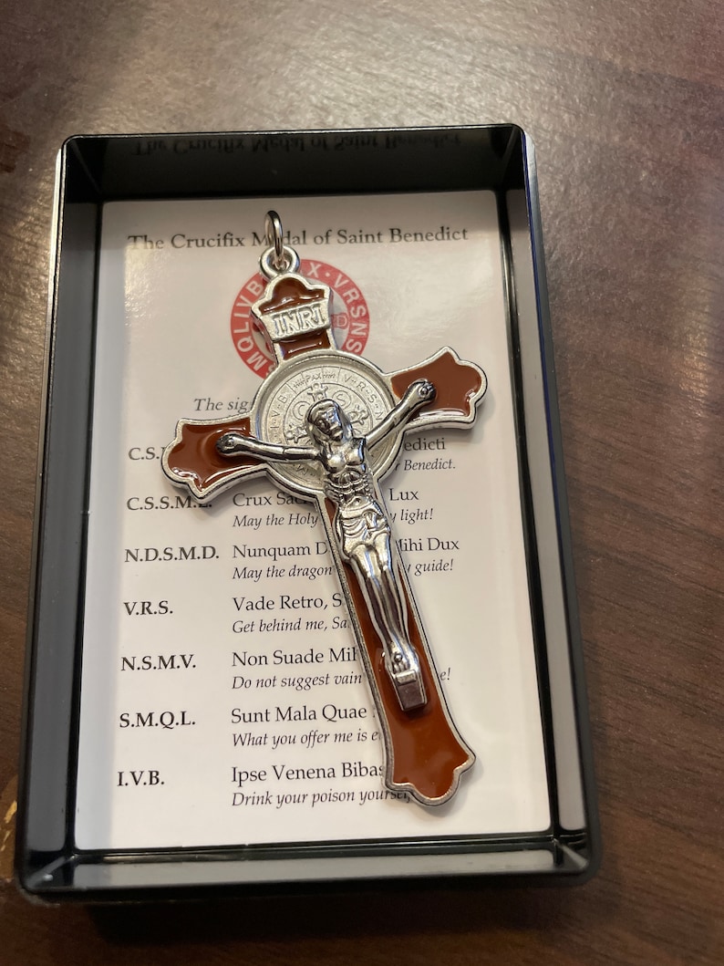 St. Benedict Crucifix 3 Inch Brown Flared Crucifix - Etsy