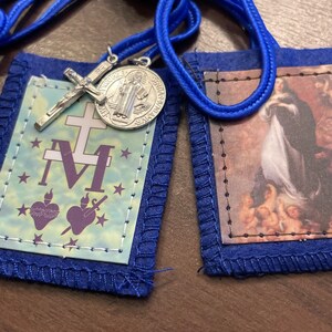Blue Immaculate Conception Scapular W/crucifix and St. Benedict Medal ...
