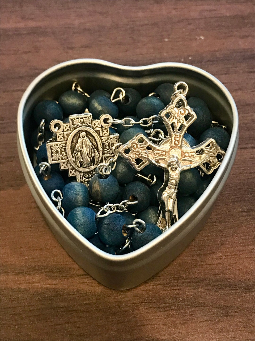 Blue Rose Scented Rosary W/heart Shaped Case - Etsy
