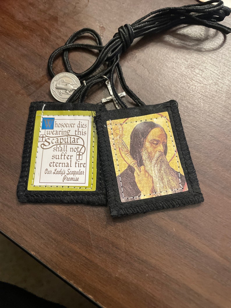 Black St. Benedict Scapular W/crucifix and St. Benedict Medal - Etsy