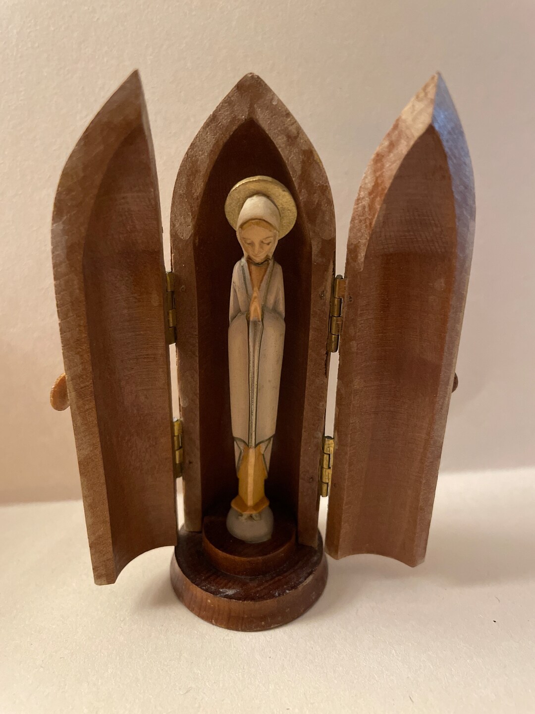 1895 Vintage Italian Tirolian Wood Carved Our Lady Triptych (5 Inch) - Etsy
