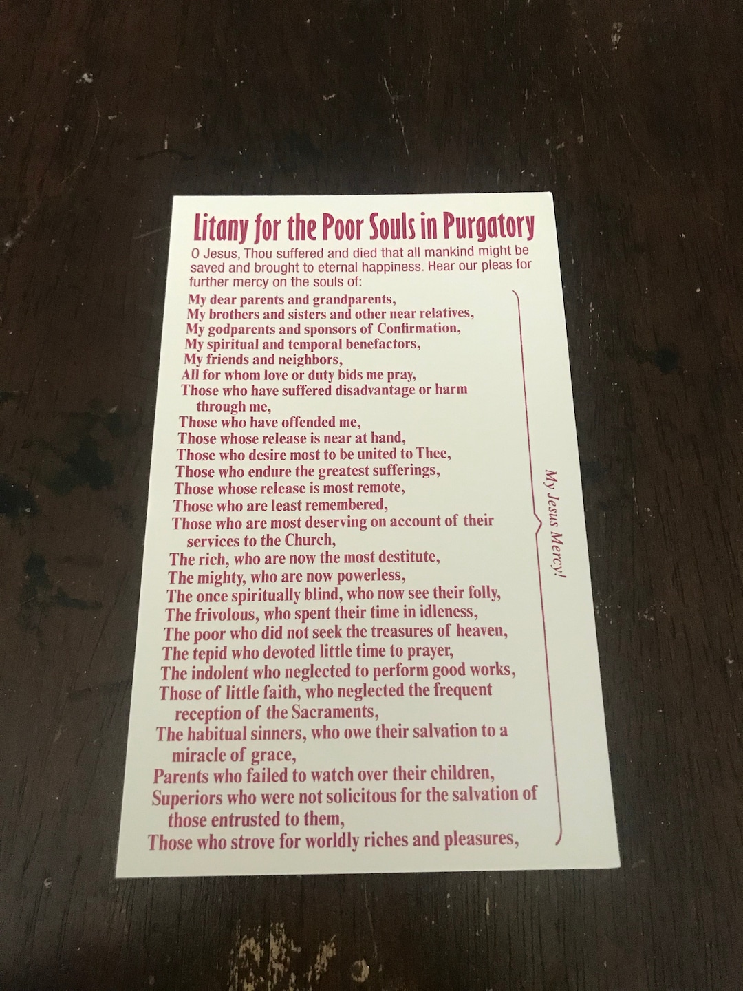 Litany for the Poor Souls in Purgatory 25 Pack of Prayer Cards - Etsy