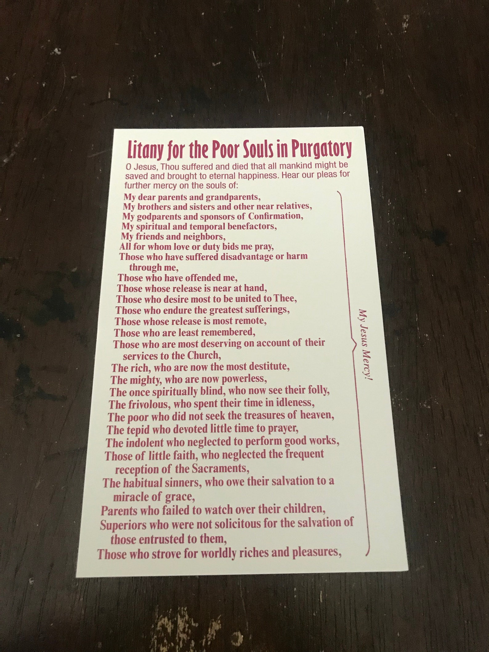 Litany for the Poor Souls in Purgatory 25 Pack of Prayer Cards - Etsy