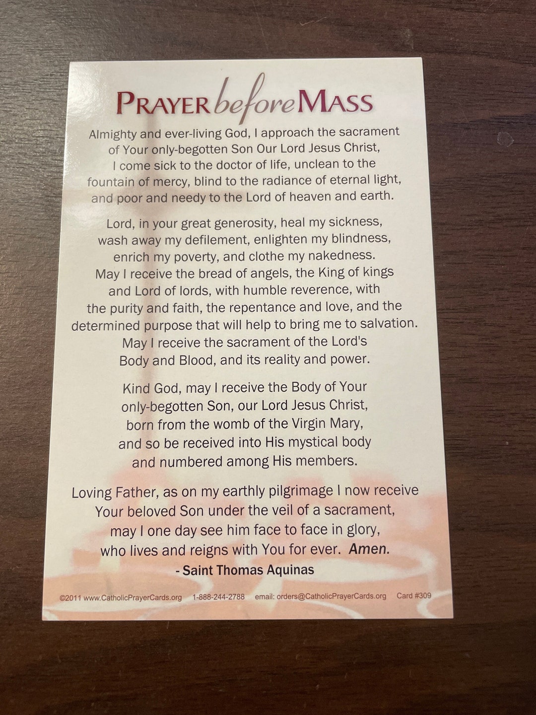 Prayer Before Mass/thanksgiving After Mass Prayer Card (4 X 6 Inch) - Etsy