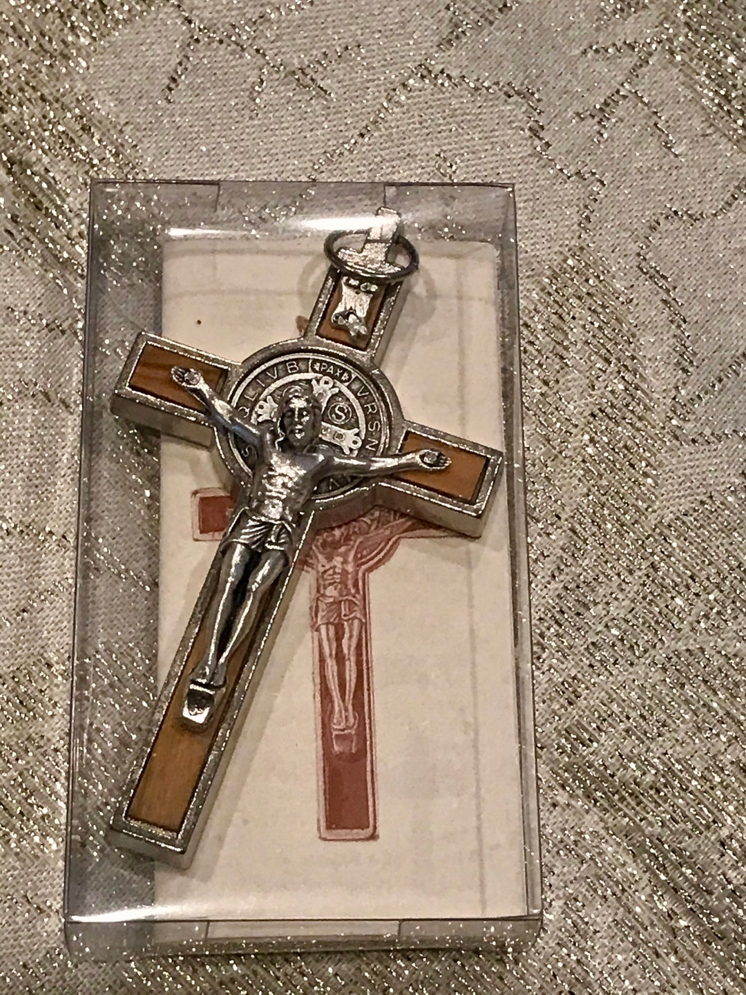 St. Benedict Crucifix 3 Inch Wood Inlayed - Etsy