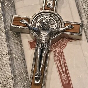 St. Benedict Crucifix 3 Inch Wood Inlayed - Etsy