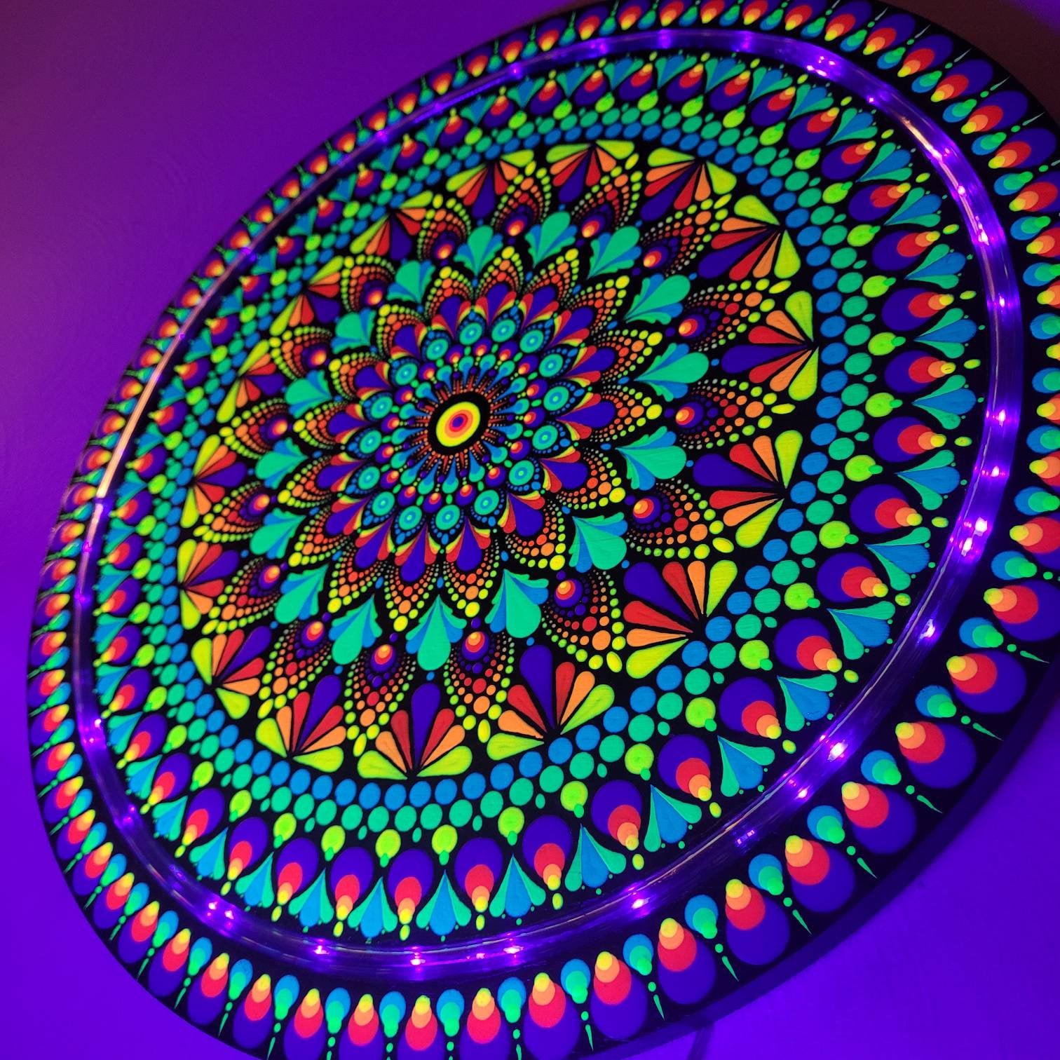 Black Light Mandala Art Painting - Etsy