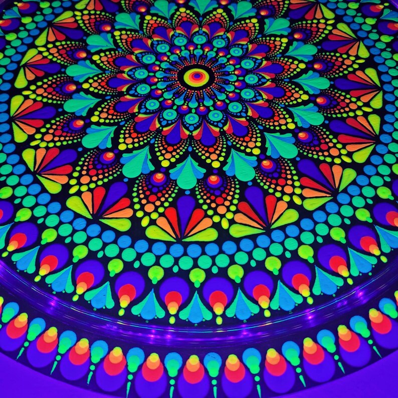 Black Light Mandala Art Painting - Etsy