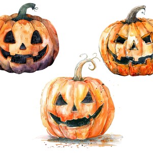 Watercolour Pumpkin Halloween Clipart Bundle, Clipart for Greeting ...