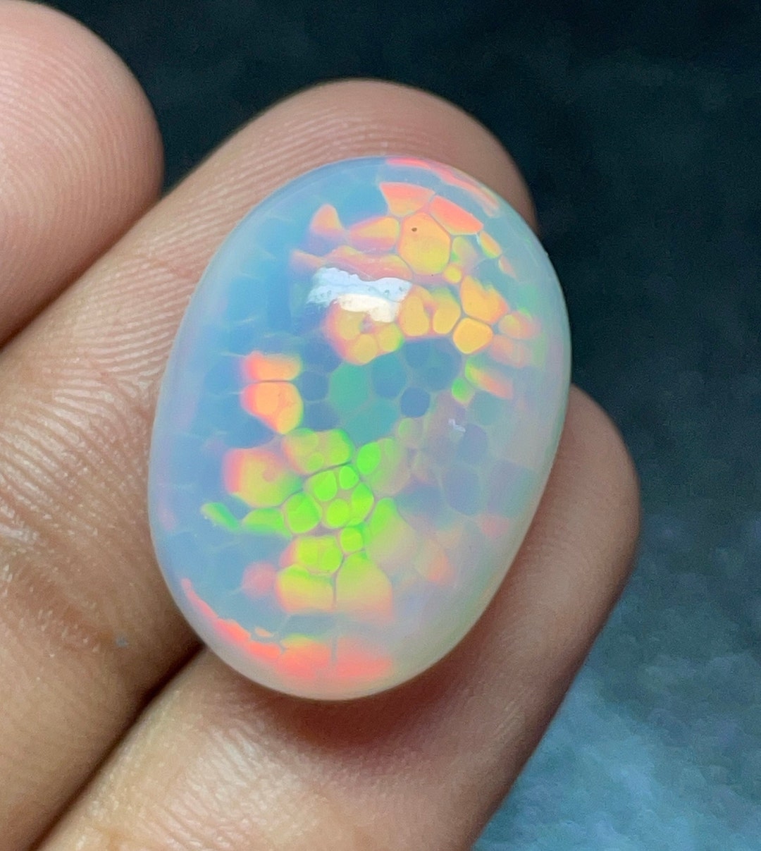AAA+++ Natural Honeycomb Ethiopian Opal Loose Gemstone Weight 19.20 Cts, Size 22.8 X 16.5 X 11.5 ...