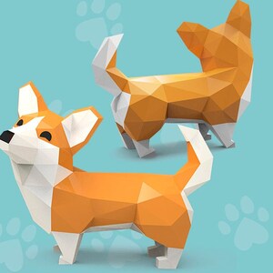 Corgi Corgi Papercraft Dog paper DIY template PDF 3D | Etsy