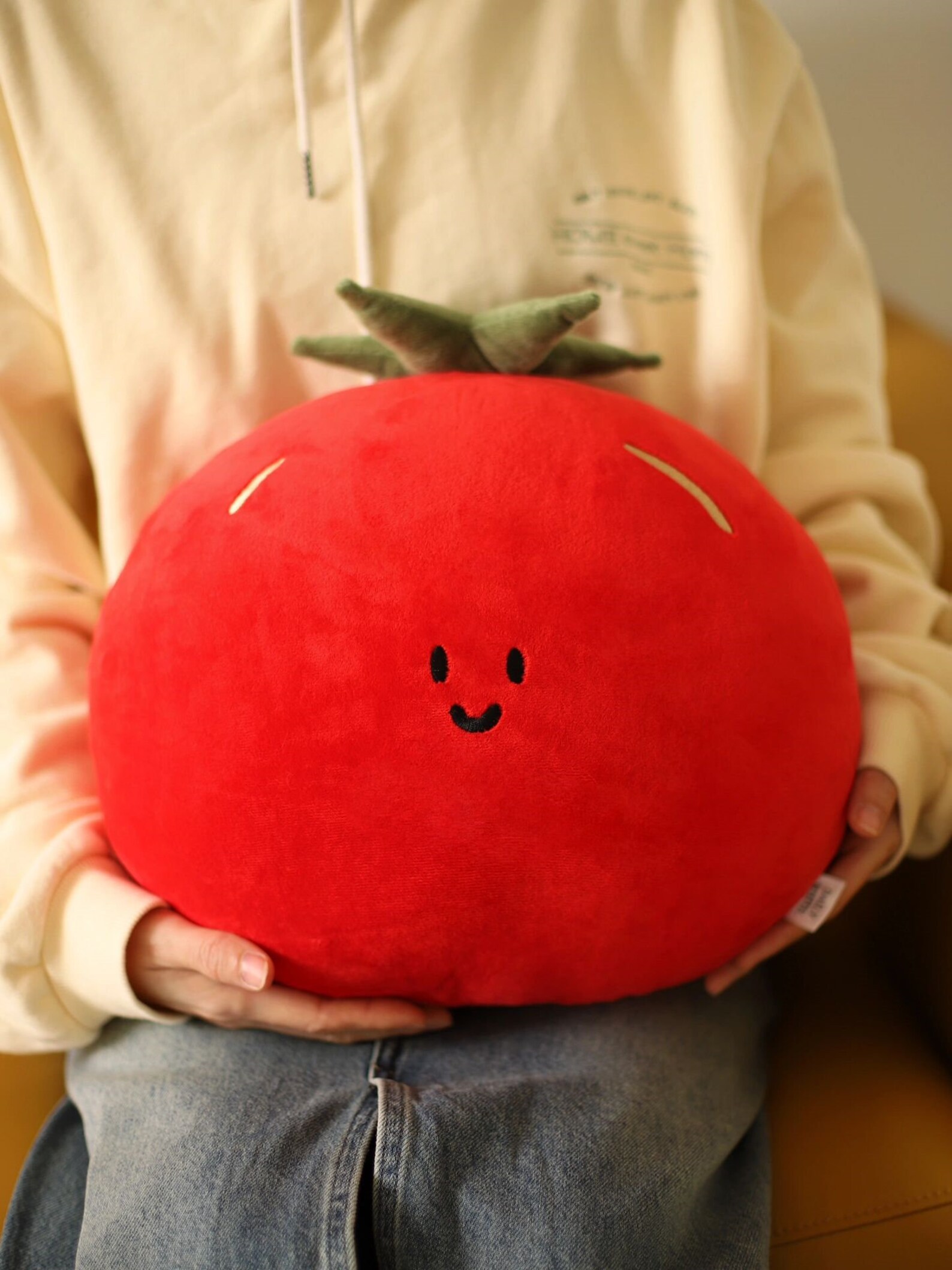 Red Tomato Smiling Throw Pillow, Cute Vegetable Accent Cushion, Ideal ...