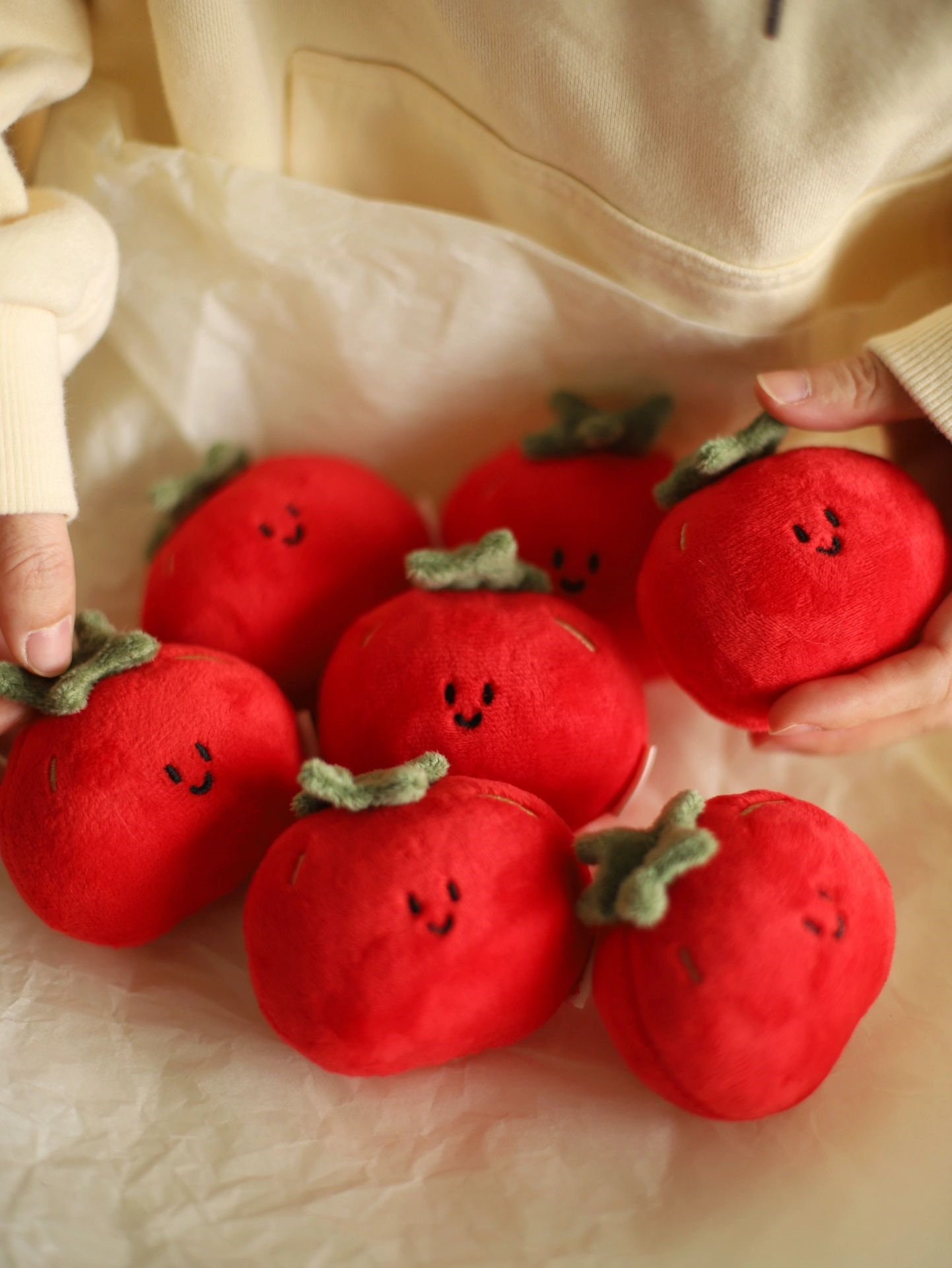 Red Tomato Smiling Throw Pillow, Cute Vegetable Accent Cushion, Ideal ...