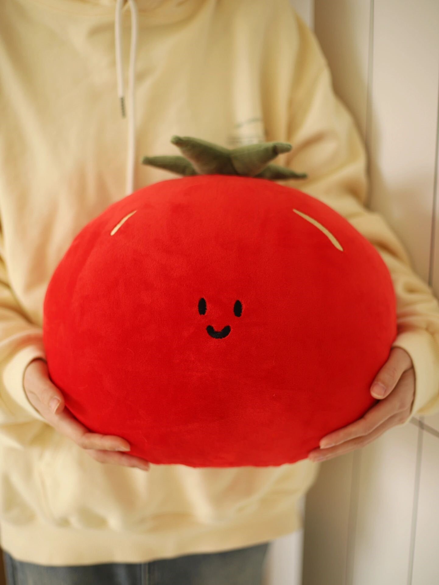 Red Tomato Smiling Throw Pillow, Cute Vegetable Accent Cushion, Ideal ...
