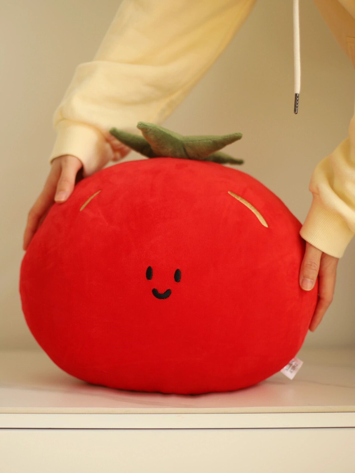 Red Tomato Smiling Throw Pillow, Cute Vegetable Accent Cushion, Ideal ...