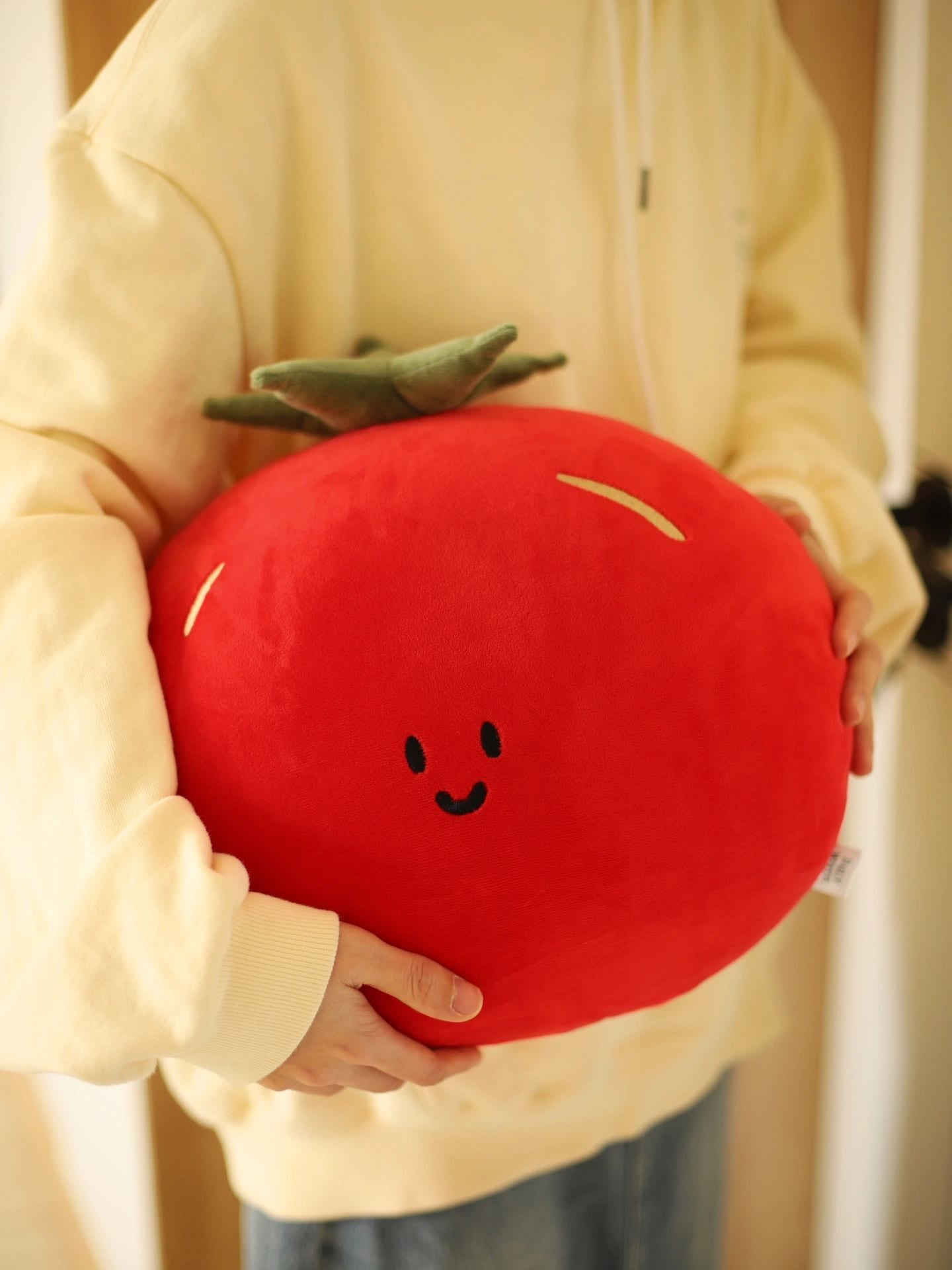 Red Tomato Smiling Throw Pillow, Cute Vegetable Accent Cushion, Ideal ...