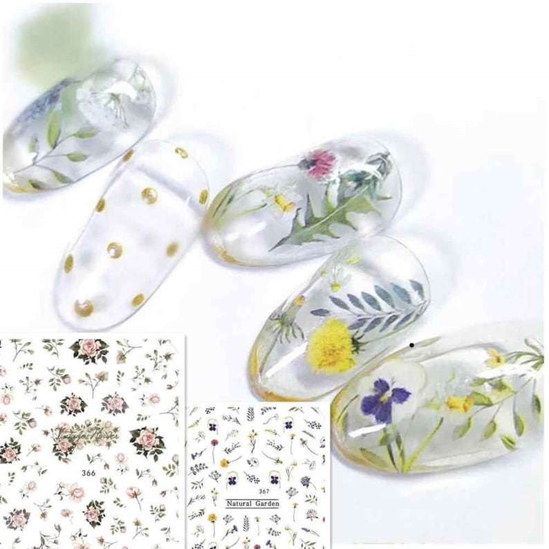 Nail Art Water Decals Stickers Transfers Spring Summer Dried Etsy