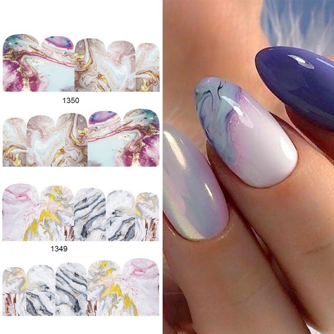 Nail Art Water Decals Stickers Transfers Decoration Marble Effect ...