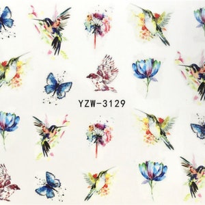 Nail Art Water Decals Stickers Transfers Spring Summer Flowers Floral ...