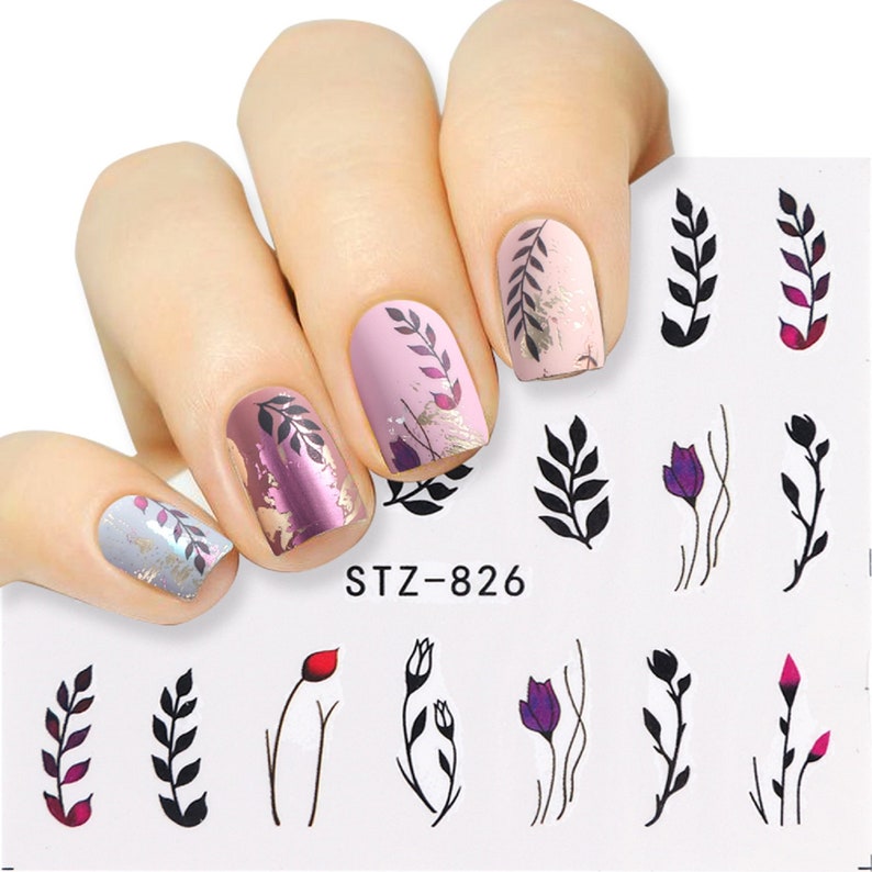 Nail Art Water Decals Stickers Transfers Spring Summer Leaf Etsy