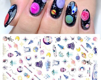 Nail Art Water Decals Stickers Transfers Planets Space Alien | Etsy UK
