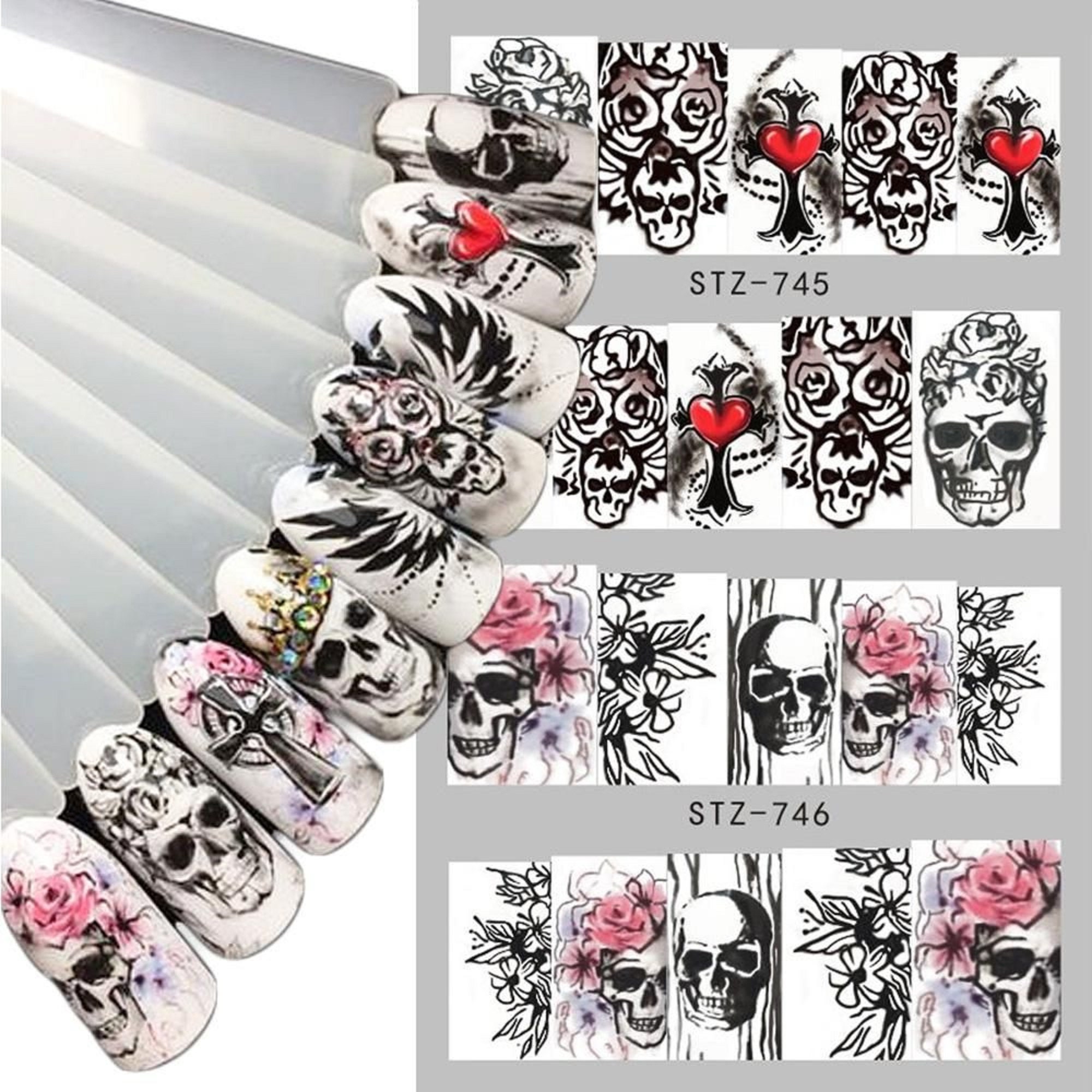 Nail Art Stickers Nail Water Decals Transfers Wraps Halloween Gothic ...