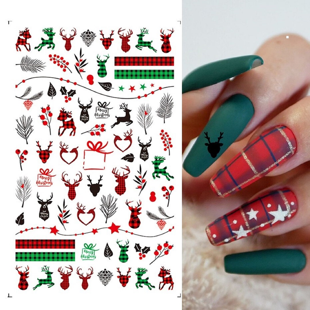 Nail Art Stickers Decals Christmas Mistletoe Reindeer Berries Holly ...