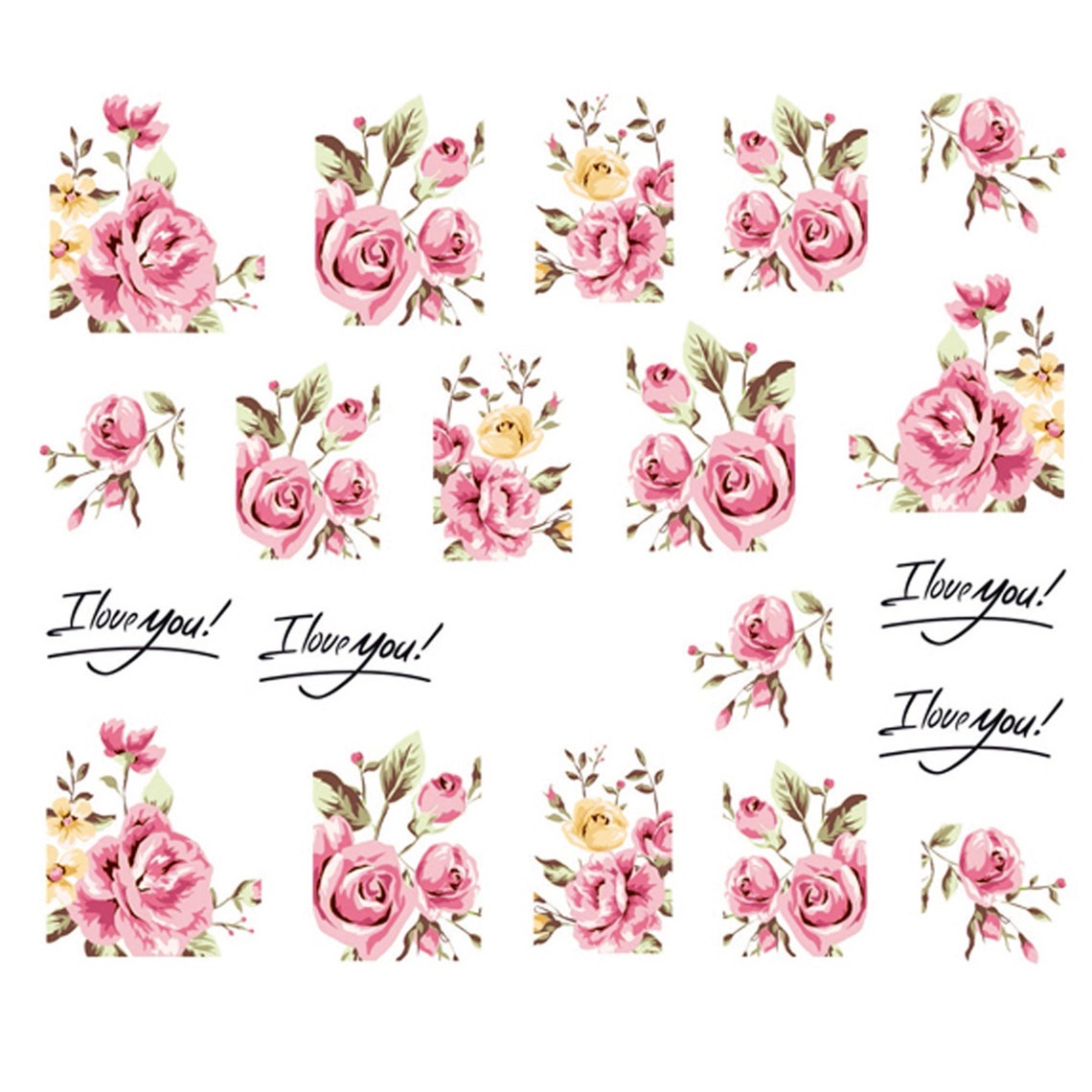 Nail Art Water Decals Stickers Transfers White Pink Roses Etsy
