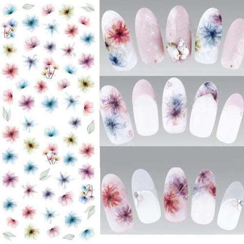 Nail Art Water Decals Stickers Transfers Water Effect Flowers - Etsy