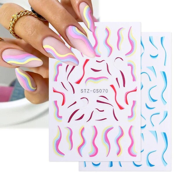20 Sheets/set 3D Golden Nail Stickers Aesthetic Nail Sticker Nail Decal ...
