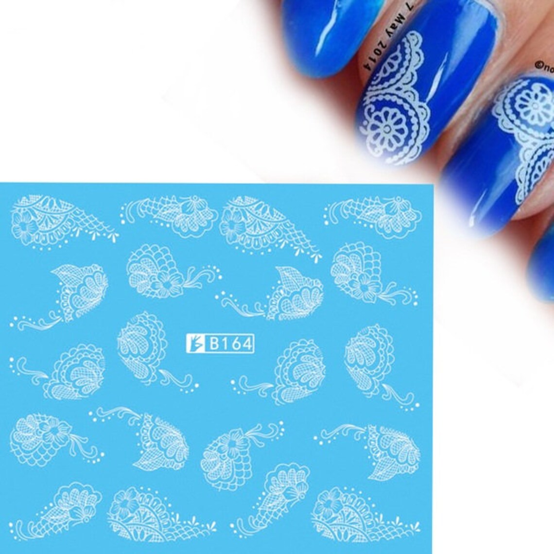 Nail Art Water Decals Stickers Wraps Black White Lace Flowers | Etsy