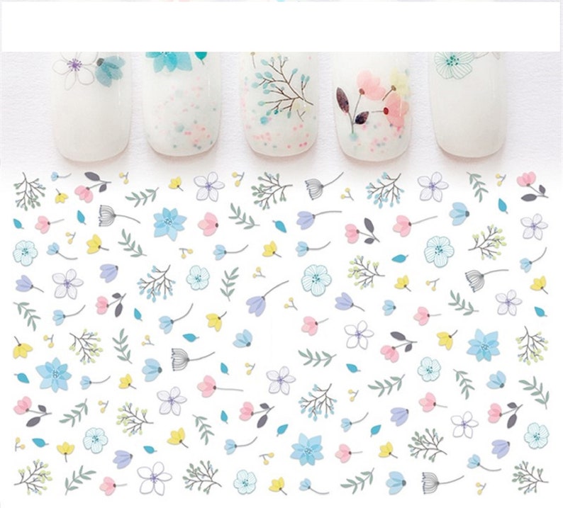 Nail Art Water Decals Stickers Transfers Spring Summer Pretty Etsy