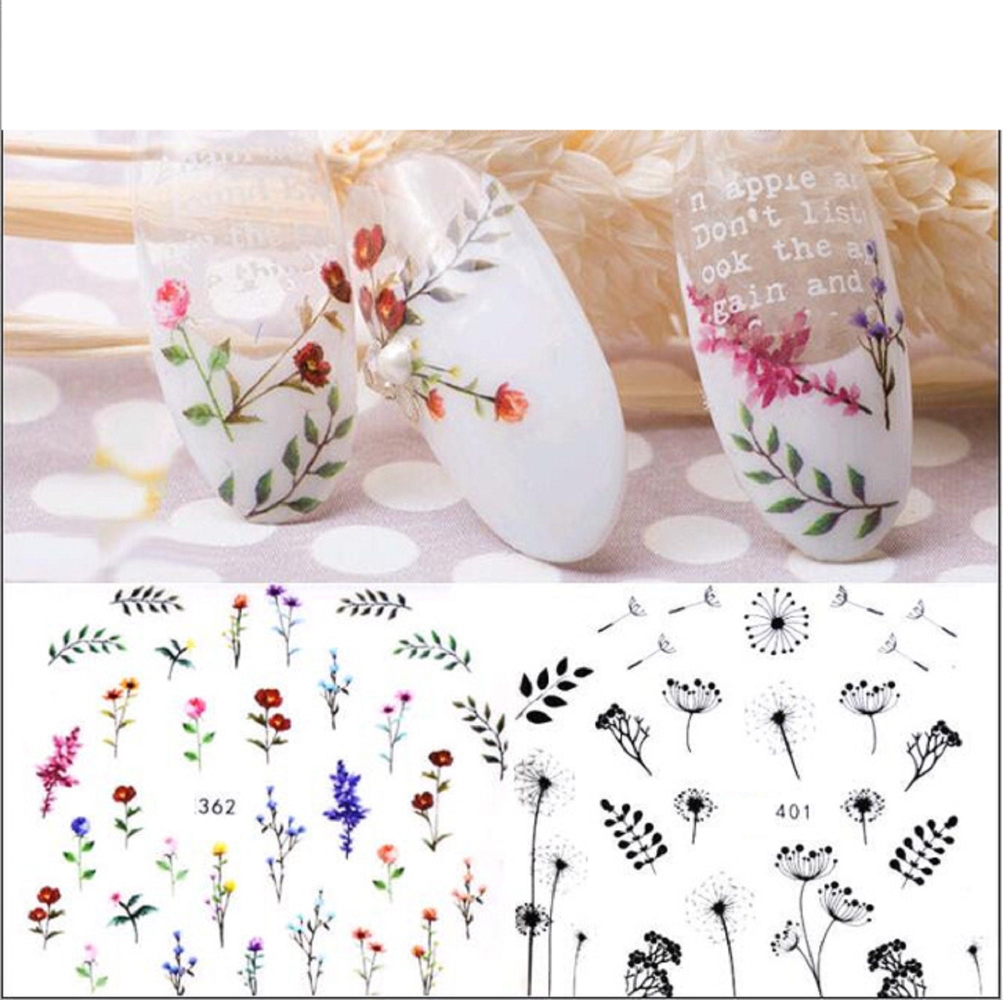 Nail Art Water Decals Stickers Transfers Spring Water Effect - Etsy