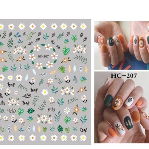 Nail Art Water Decals Stickers Transfers Spring Summer Green Etsy Uk