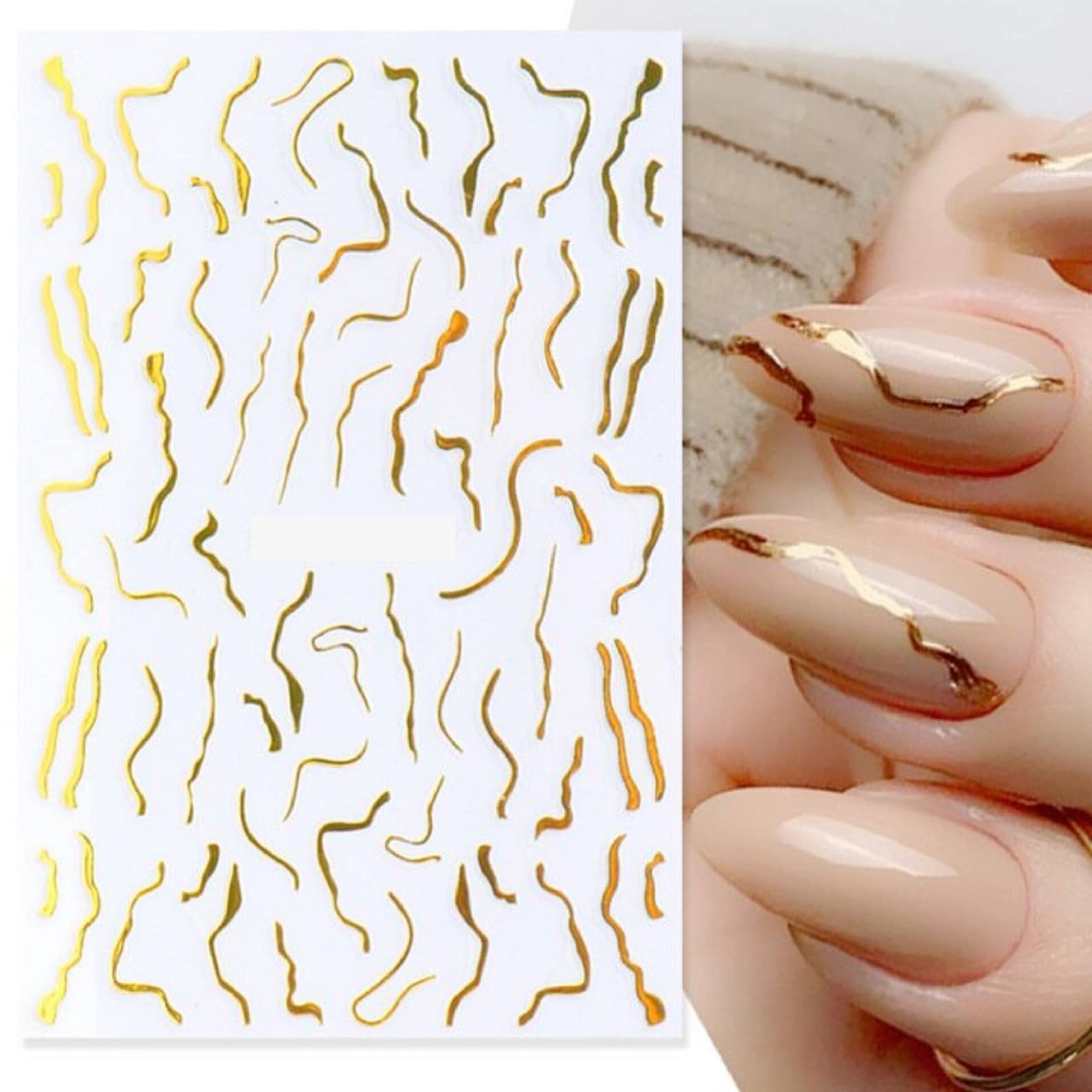 Nail Art Stickers Transfers Decals Metallic Gold Crackle - Etsy