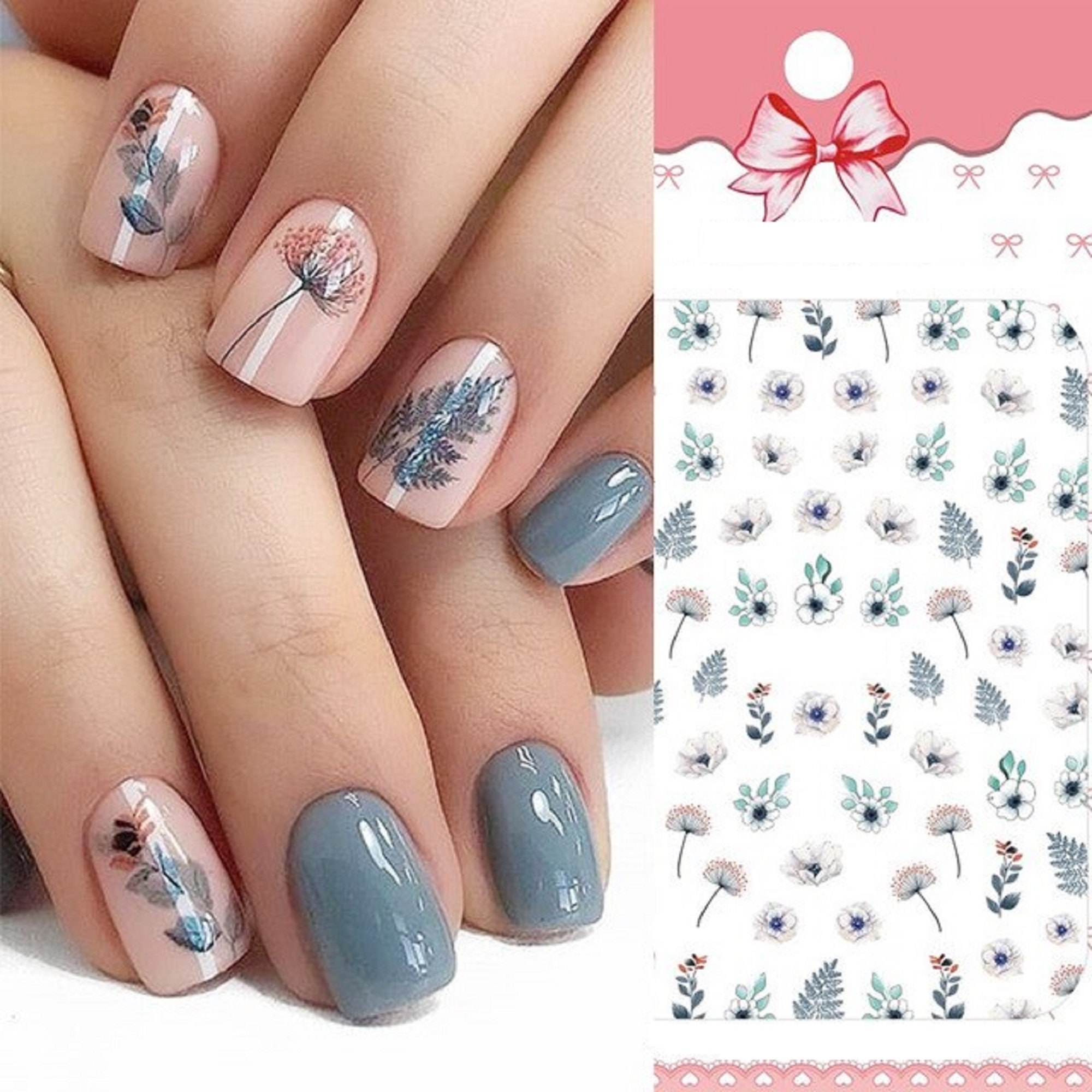 Nail Art Stickers Decals Transfer Pretty Pastel Flowers Tulips Floral ...