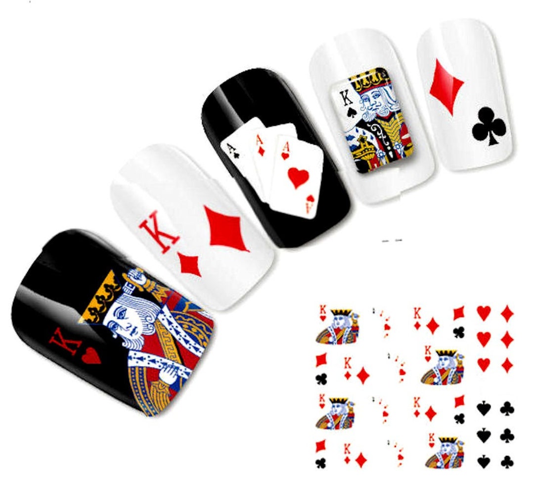 Nail Art Stickers Nail Water Decals Transfers Poker Aces Playing Cards ...