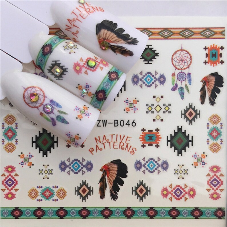 Nail Art Water Decals Stickers Transfers Tribe Tribal Native Etsy