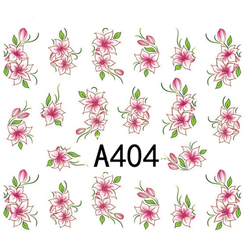 Nail Art Water Decals Stickers Transfers White Pink Spring Etsy Uk