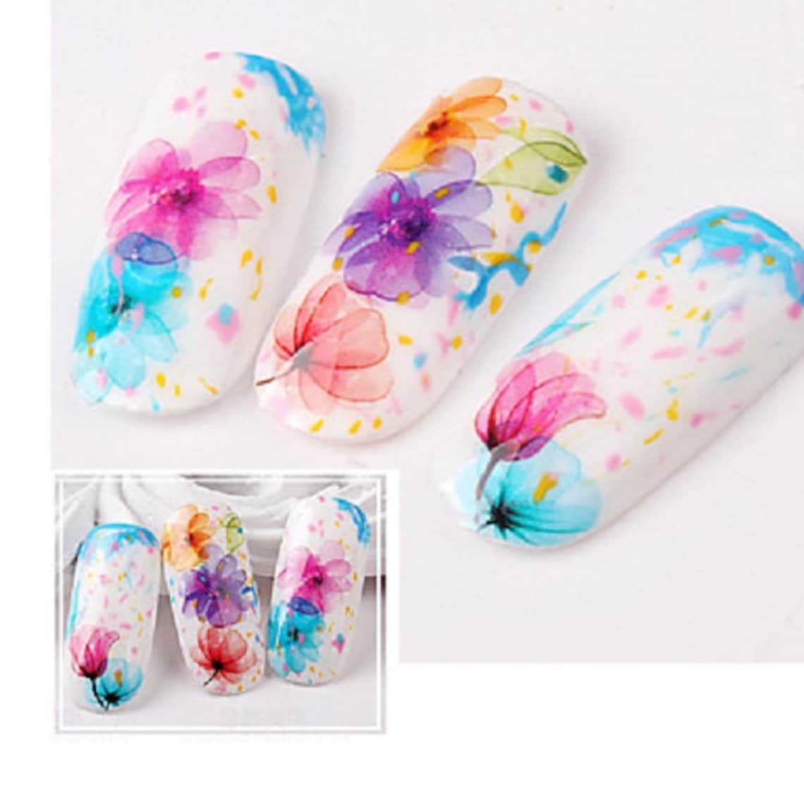 Nail Art Water Decals Stickers Transfers Spring Water Effect | Etsy UK