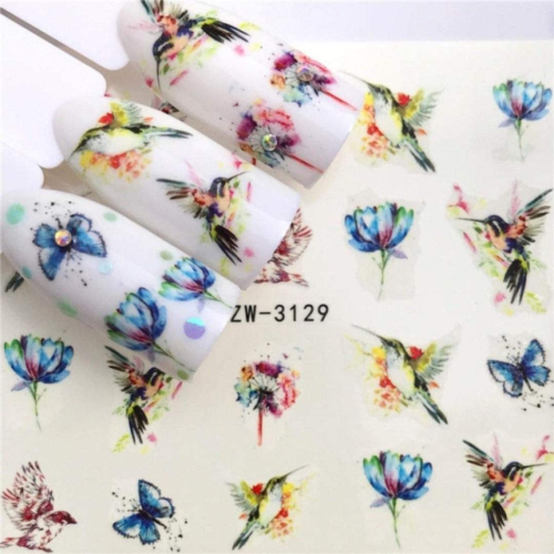 Nail Art Water Decals Stickers Transfers Spring Summer Flowers Floral ...