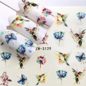 Nail Art Water Decals Stickers Transfers Spring Summer Flowers Floral ...